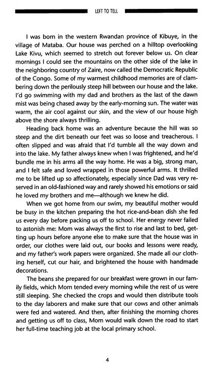 Left to Tell: Discovering God Amidst the Rwandan Holocaust – Seedlings ...